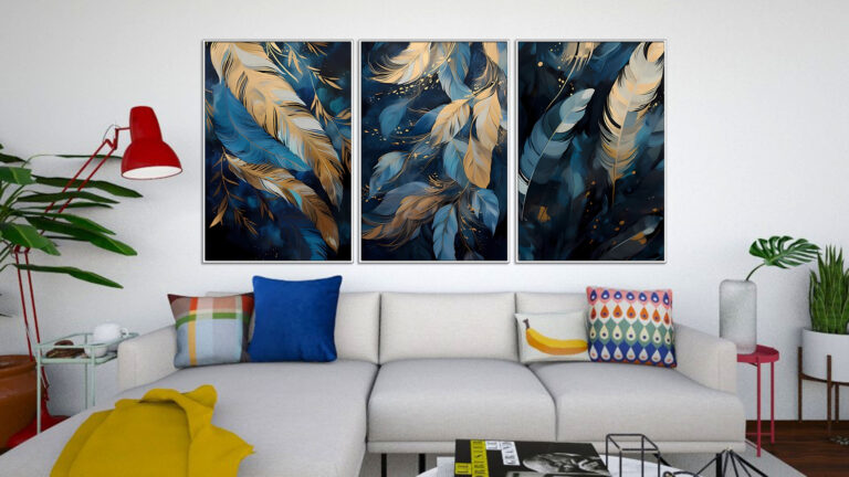 BEAUTIFUL WHITE FRAME WITH ABSTRACT ART ON CANVAS-5454-A - J A Brothers